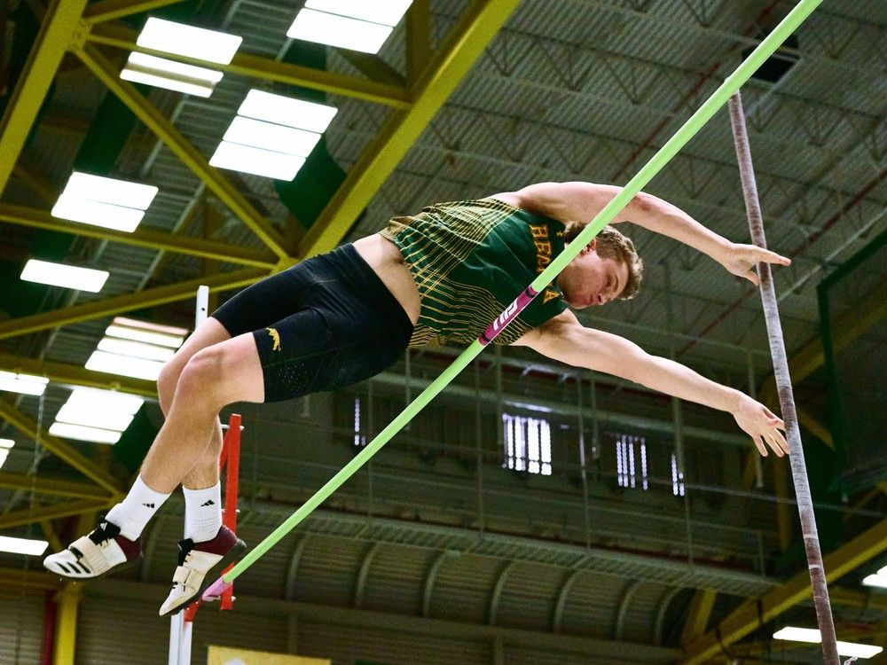 University of Regina heptathlete Quinton Fettes also plays football