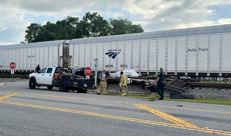 Amtrak train hits trailer on railroad tracks in Seville, no injuries ...