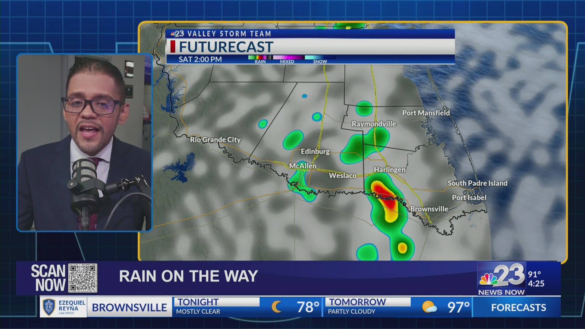 Rain headed towards the Valley