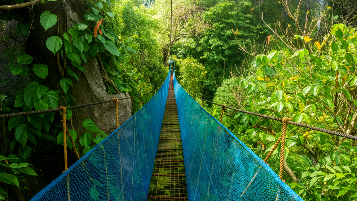 Suspension Bridge Walk at Taraw Peak El Nido Palawan in 4K