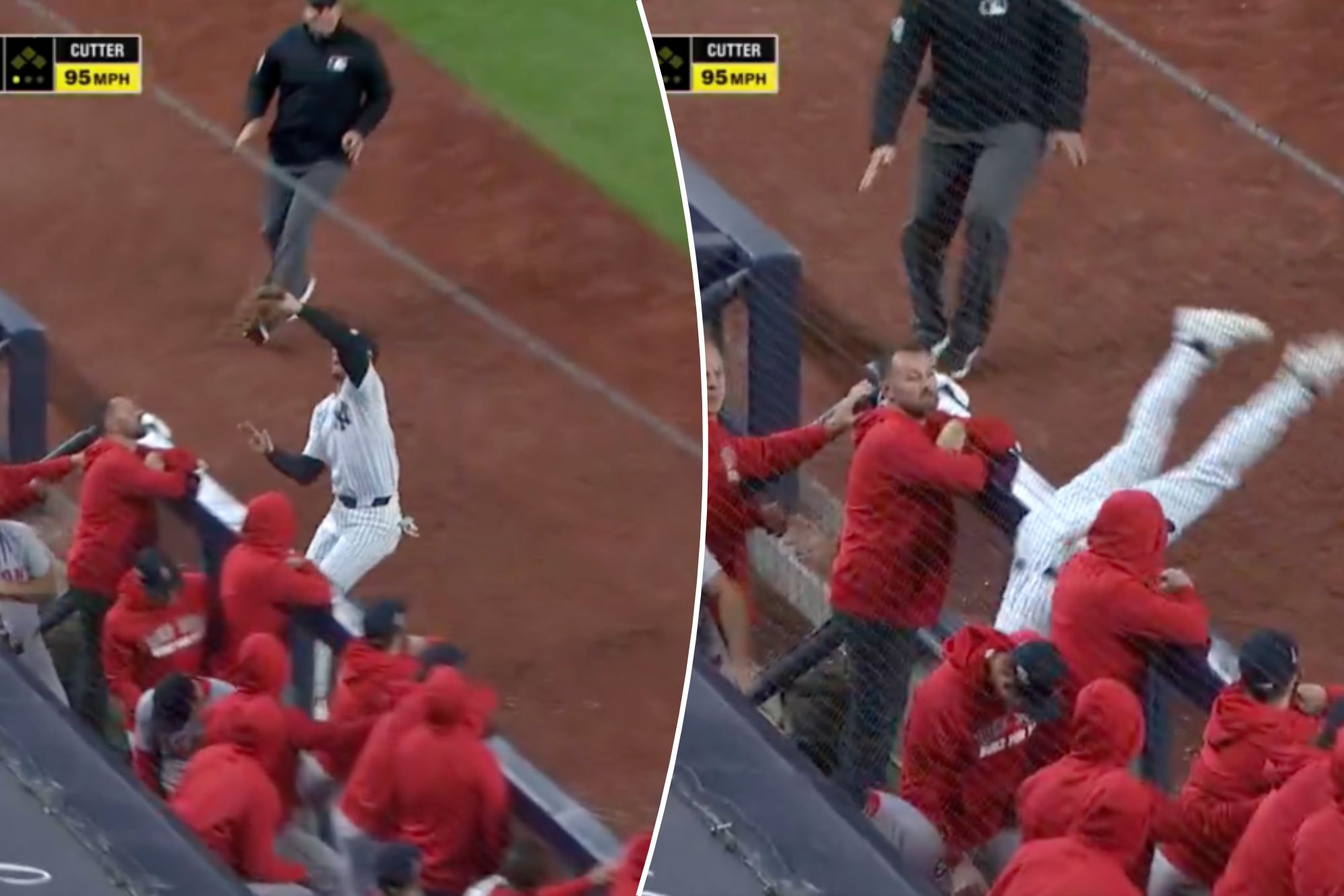 Yankees’ Ryan McMahon goes end-over-end into dugout for incredible Game ...