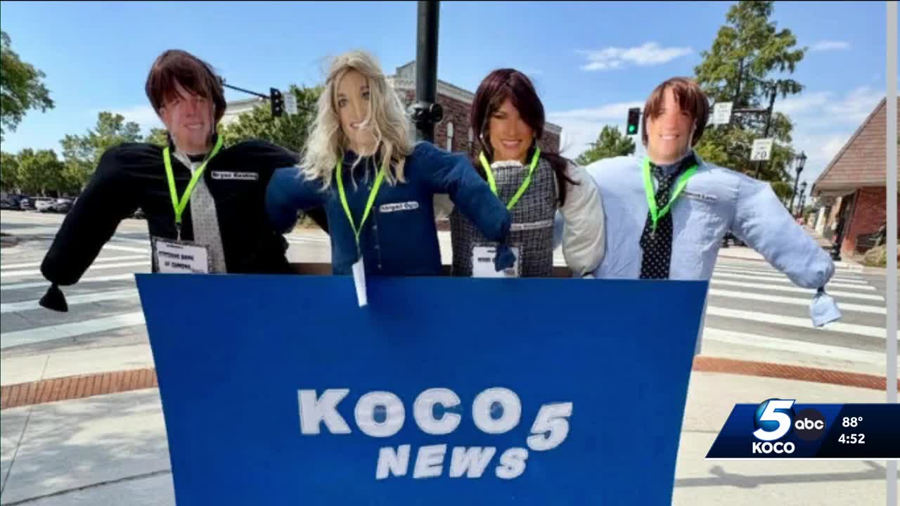 See some familiar KOCO 5 faces on scarecrows outside Edmond bank
