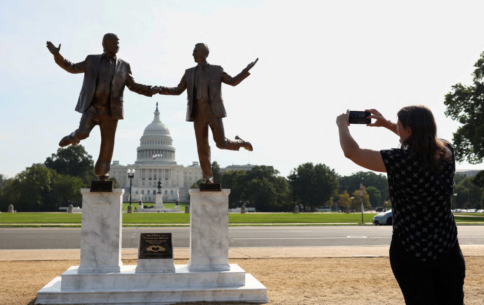 Trump-Epstein statue returns to National Mall after Park Service took ...