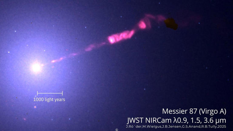 JWST captures clearest-ever image of M87 galaxy's supermassive black ...