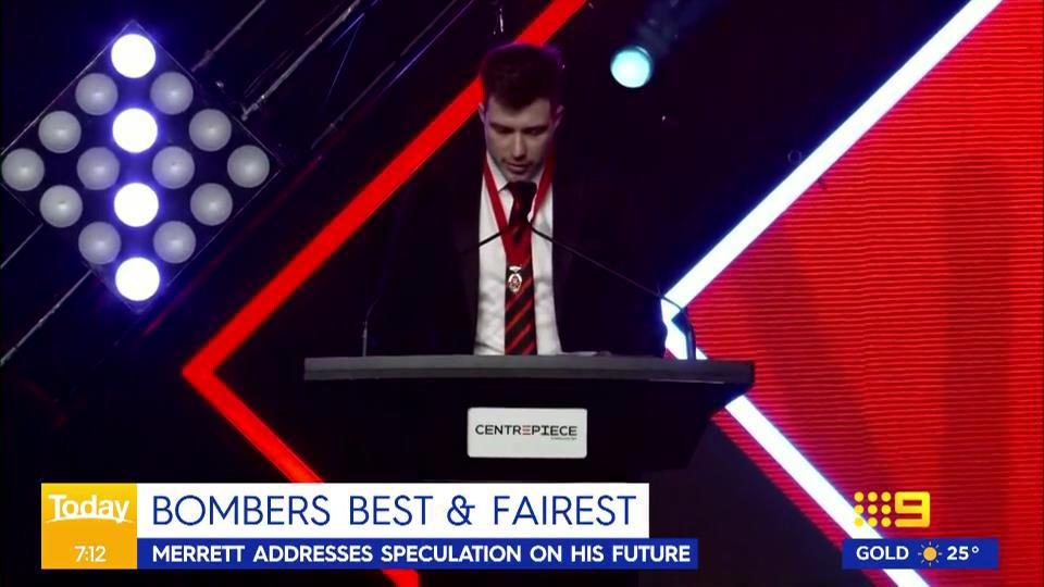 'We love you': High emotion as Merrett wins Bombers medal