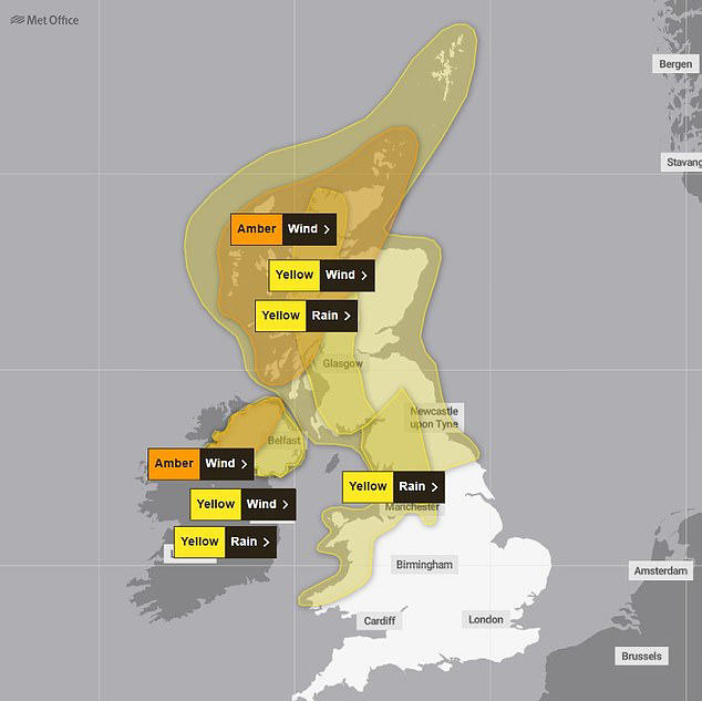 Amber warnings issued as 'weather bomb' is set to hit: Storm Amy to ...