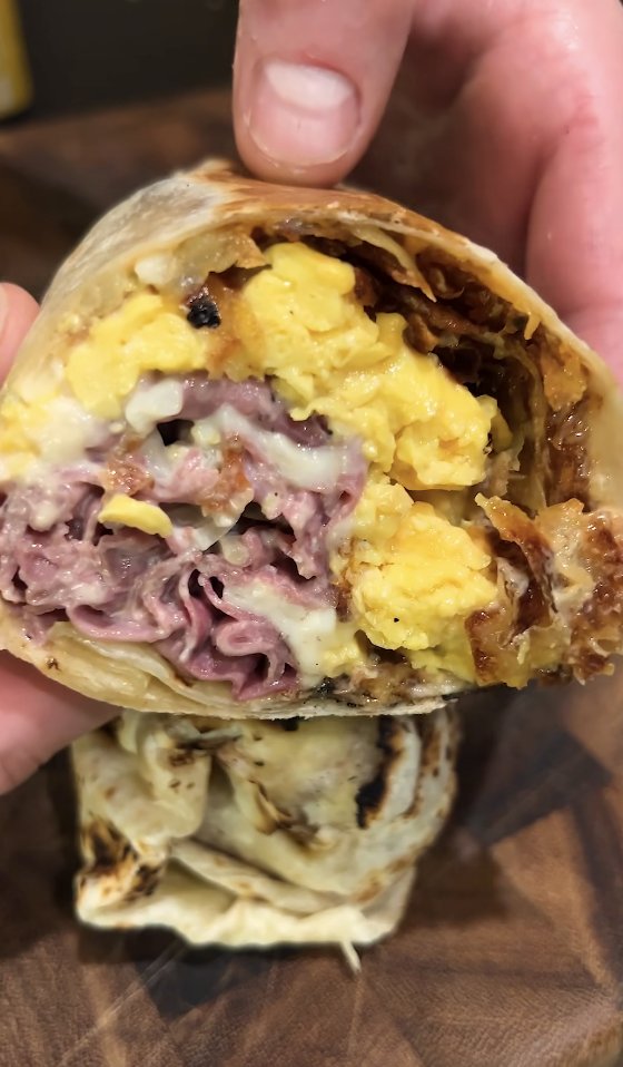 Always use leftovers to make breakfast Burritos