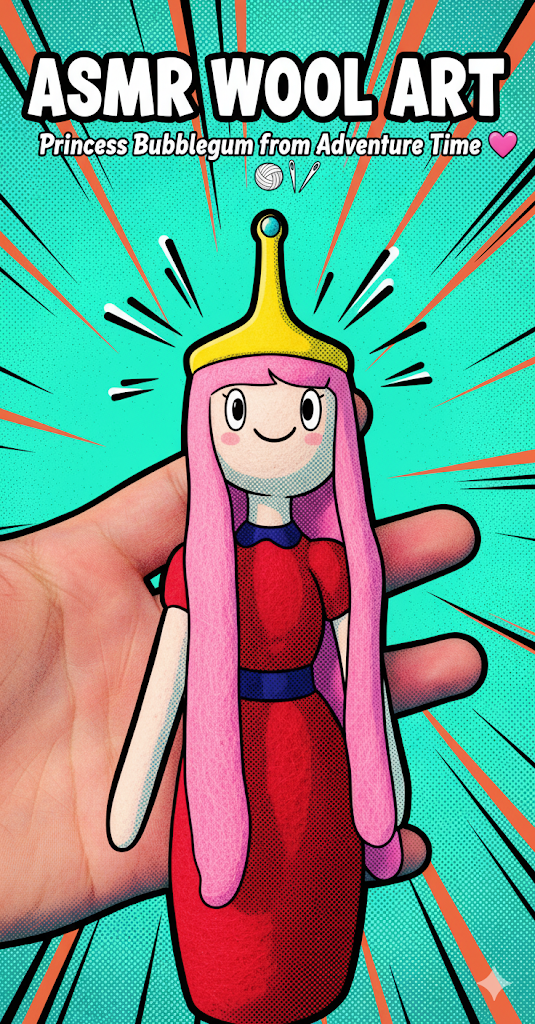 ASMR Wool Art | Princess Bubblegum from Adventure Time