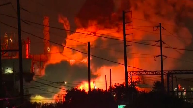 Giant Fire Erupts at Chevron Oil Refinery After Explosion