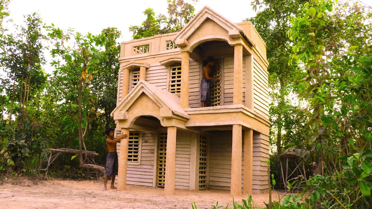 Building a stunning two story mud house with bare hands at minimal cost