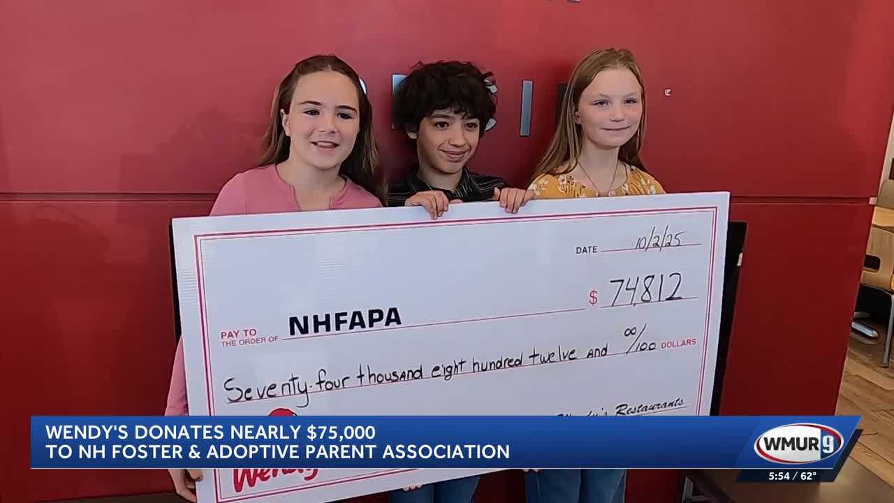 Wendy's donates nearly $75,000 to NH Foster and Adoptive Parent Association
