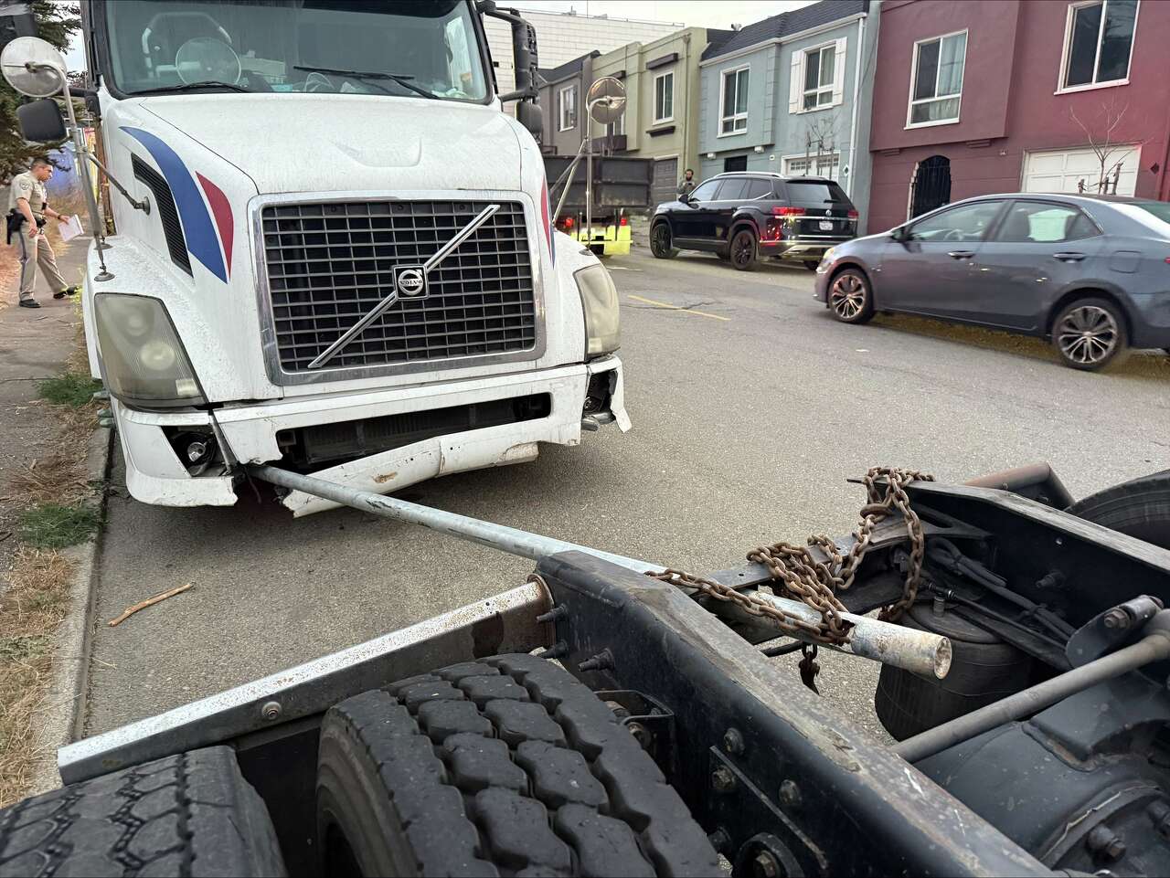 Caller alerts CHP to alarming sight: Big rig being towed in S.F. with ...
