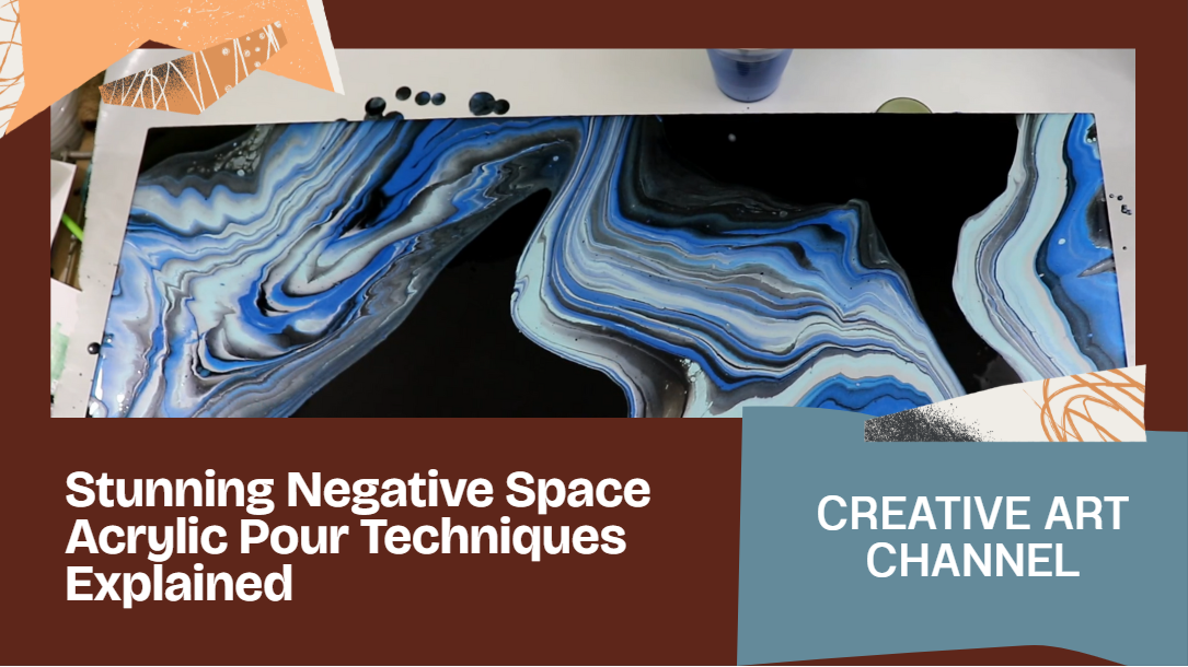 Negative Space Acrylic Pour | Blue & Black Abstract Fluid Art