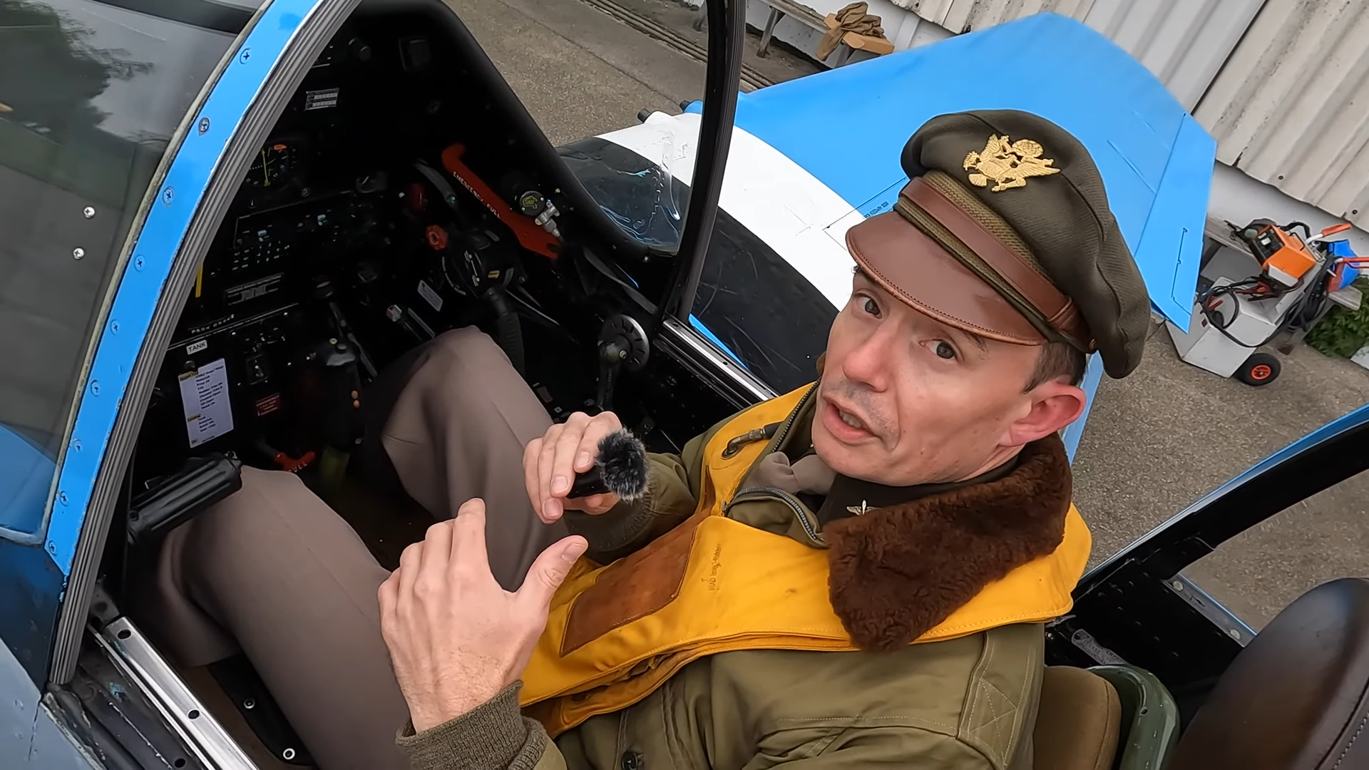 Inside the cockpit of a WWII fighter jet