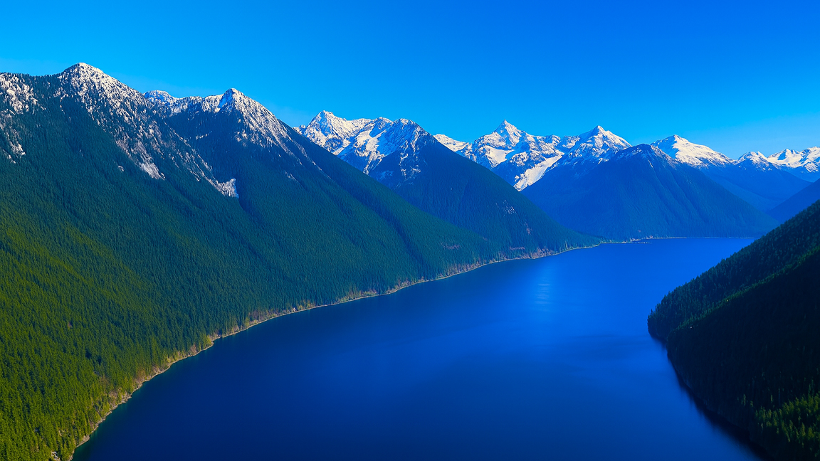 Majestic Snow-Capped Mountains and Blue Lake in 4K