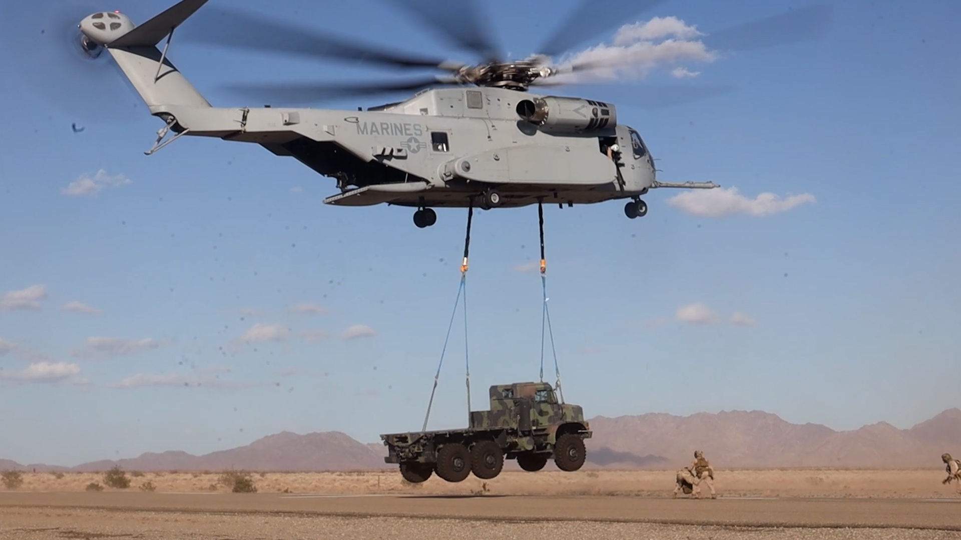 US Marines Transport Heavy Vehicles by Helicopter