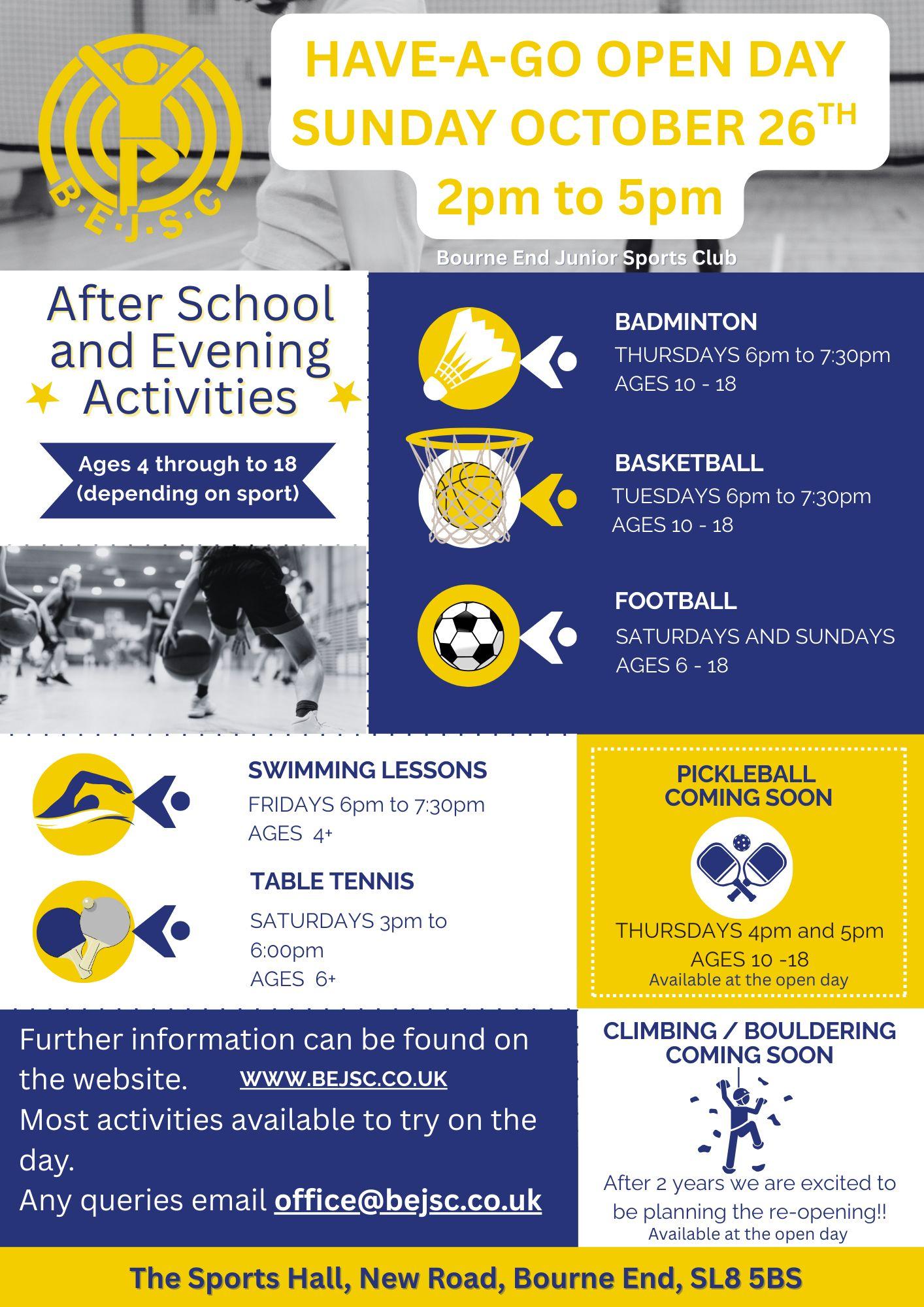 Try something new at Bourne End Junior Sports Club’s “Have-a-Go" open day