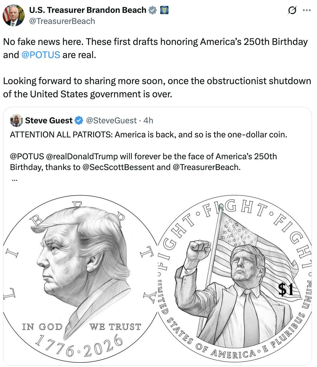 Trump Treasury Department Now Wants to Put His Face on Currency