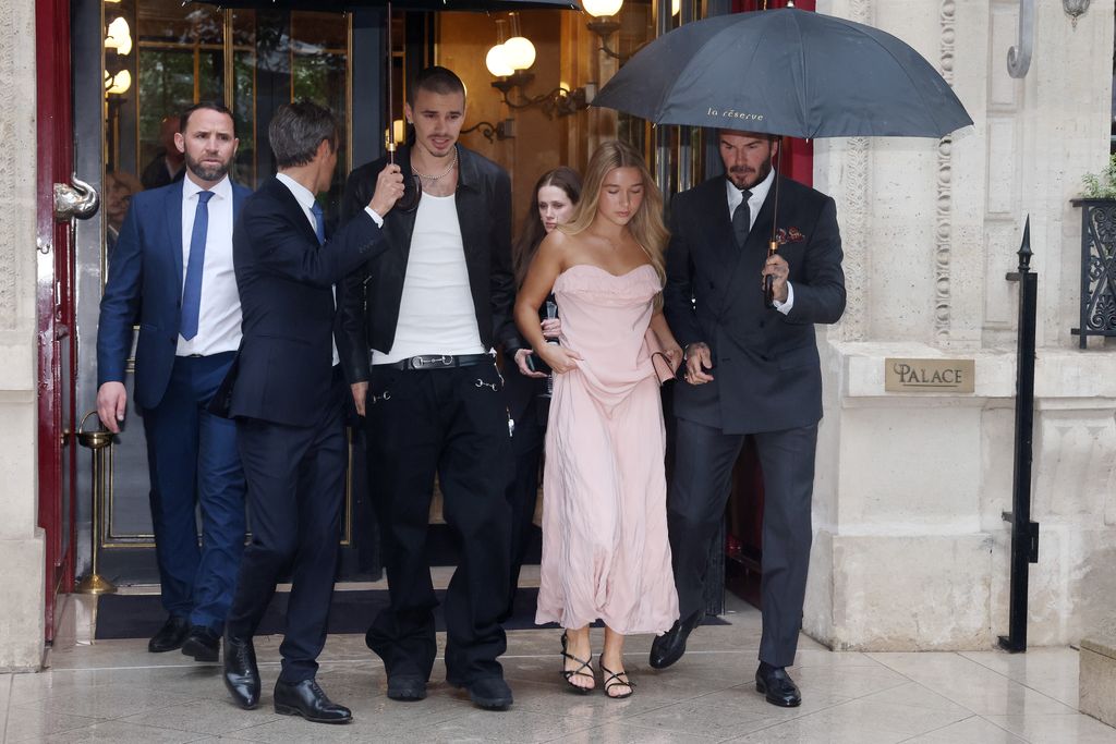 Harper Beckham stuns in slinky pink dress at mum Victoria's Paris ...