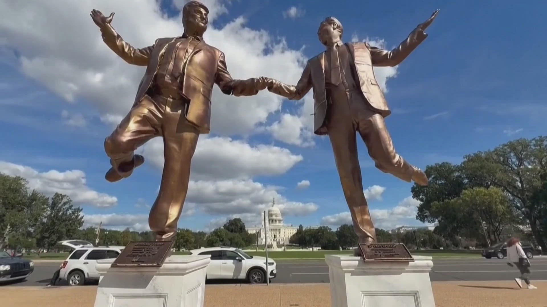 Trump and Epstein statue returns