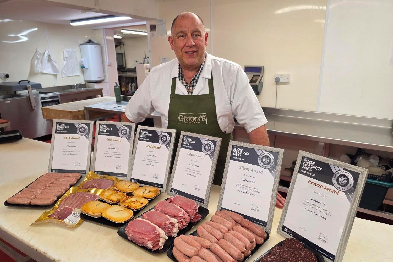 Golds and other National Craft Butchers awards for Longframlington butcher