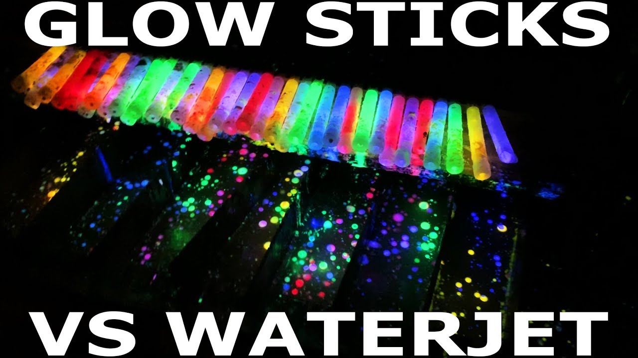 Glow Sticks vs. Waterjet And Glowsticks vs. Air Cannon at night