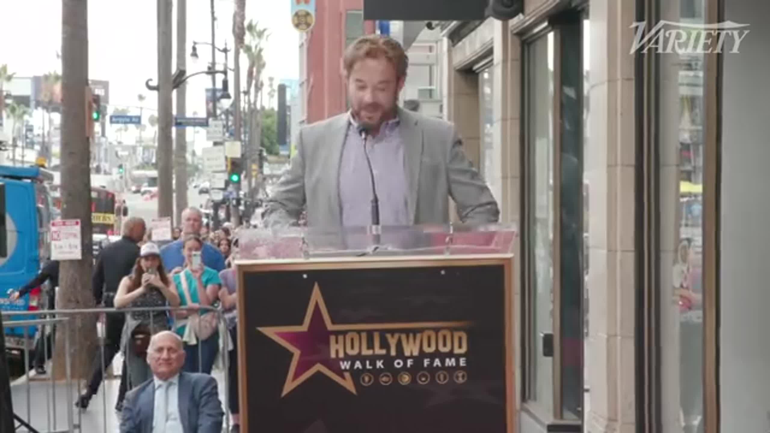 Sam Pancake speaks in honor of Lauren Graham at her Walk of Fame ceremony