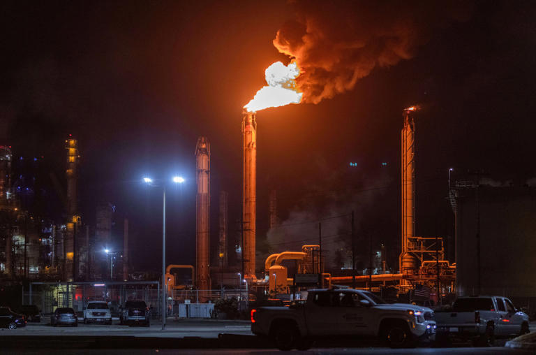 Flames visible for miles after a fire erupts at a Chevron refinery ...