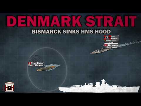 Battleship Bismarck sinks HMS Hood: Battle of the Denmark Strait, 1941 ...