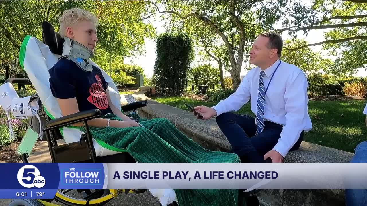 Paralyzed Tusky Valley football player Mayson White makes progress