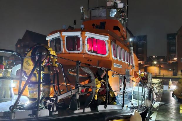 RNLI lifeboat launches into six-foot waves during Storm Amy due to incident