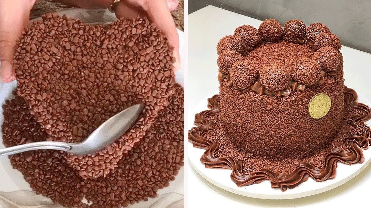 Chocolate Heart And Crunch Cake Satisfying Cake Compilation