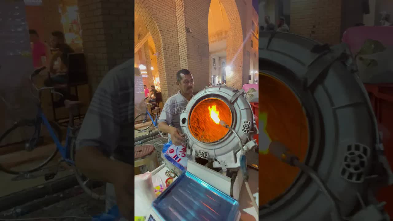 roasting sunflower seeds in iraq street food market