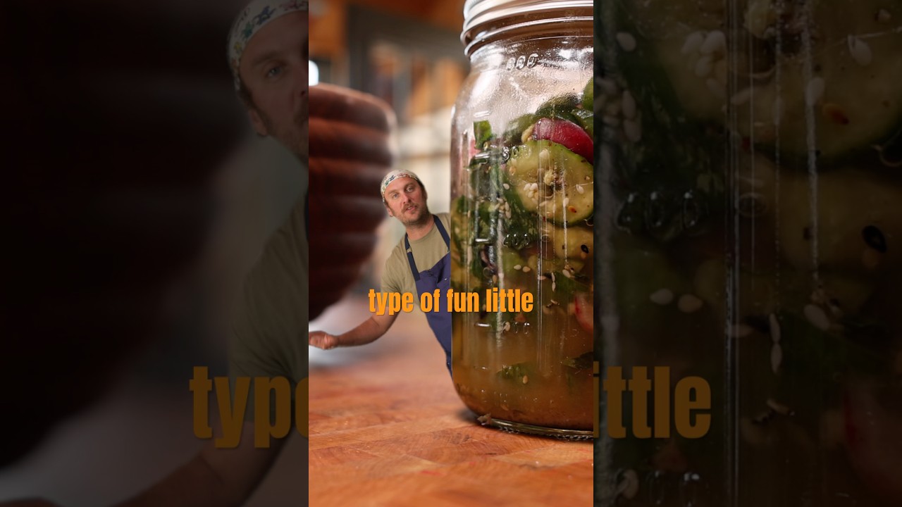 Ferment cucumbers and garlic ramps for tangy flavor