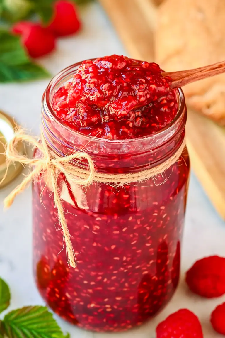 Homemade raspberry jam (easy, no pectin needed!)