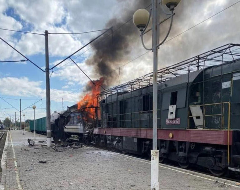 Dozens injured after Russian drone strike hits train