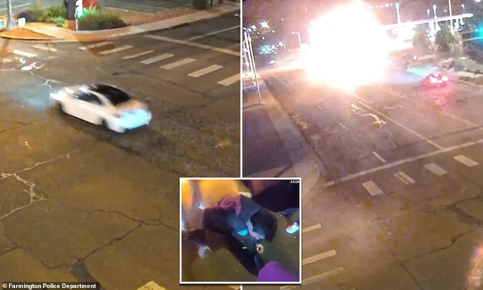 Police pull victim from burning vehicle after race leads to crash