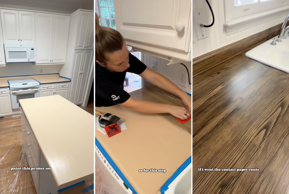 This Viral DIY Hack Turns Cheap Laminate Counters Into Gorgeous Wood