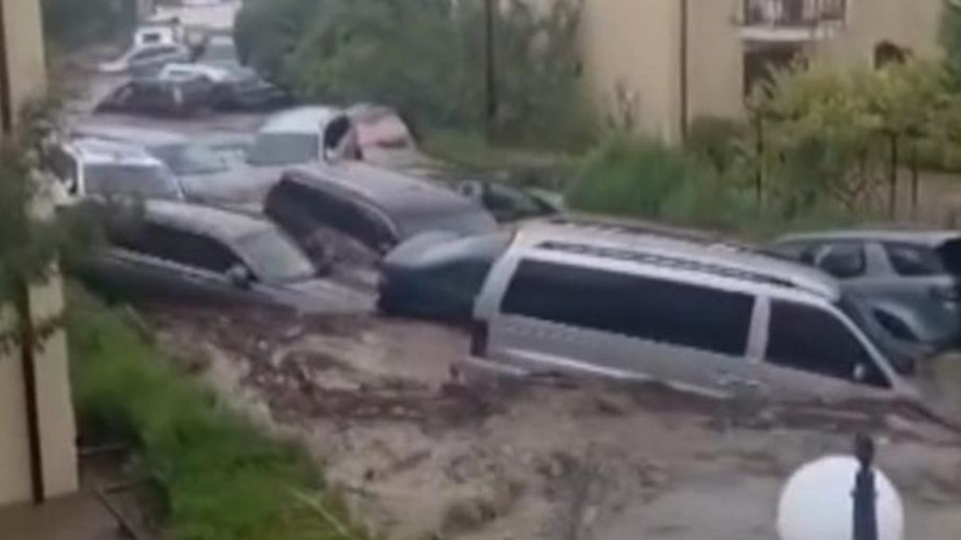 Cars swept away in Bulgaria floods