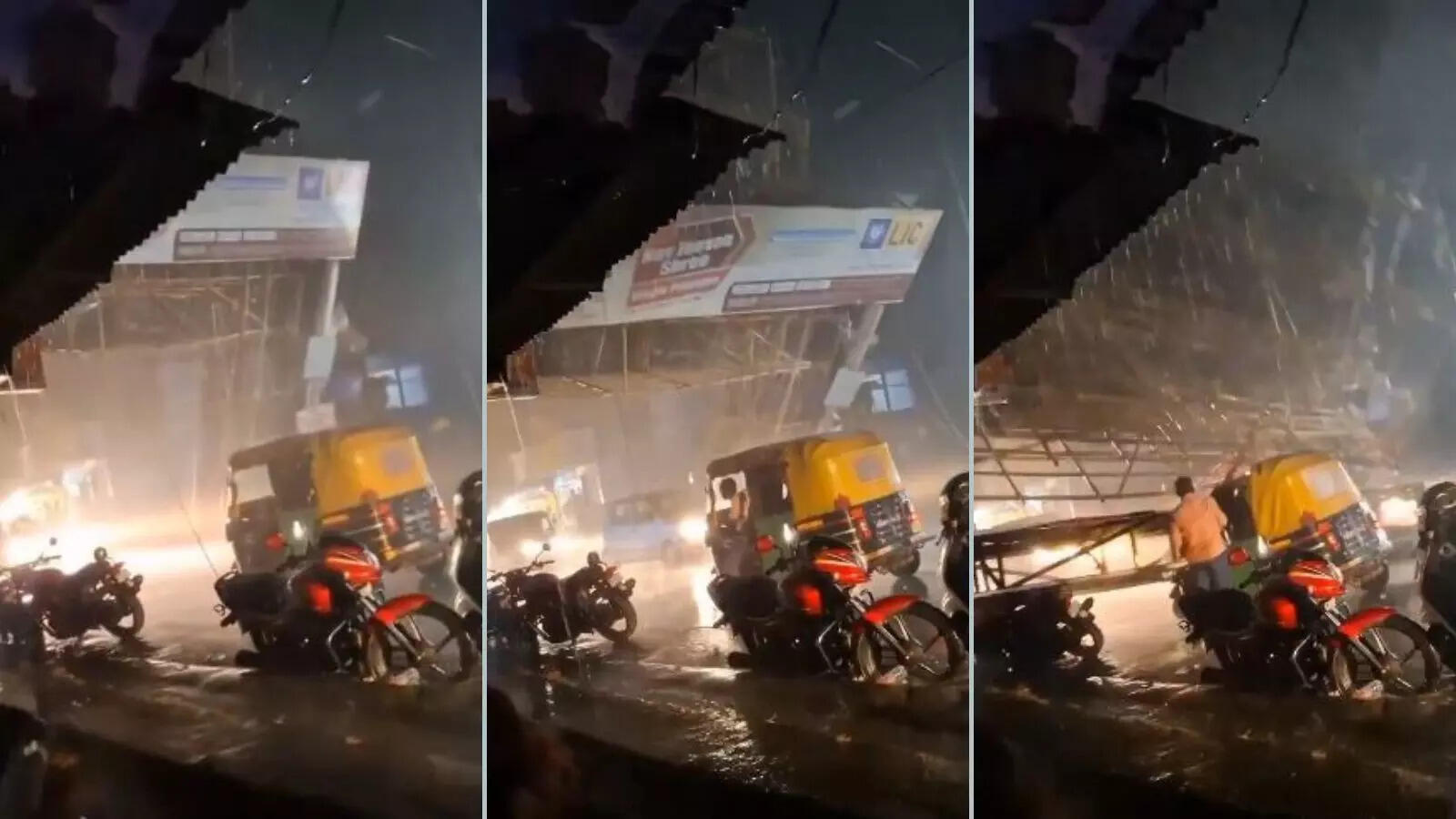 Caught on Camera: Hoarding Collapse Auto-Rickshaw Driver Narrowly Escapes