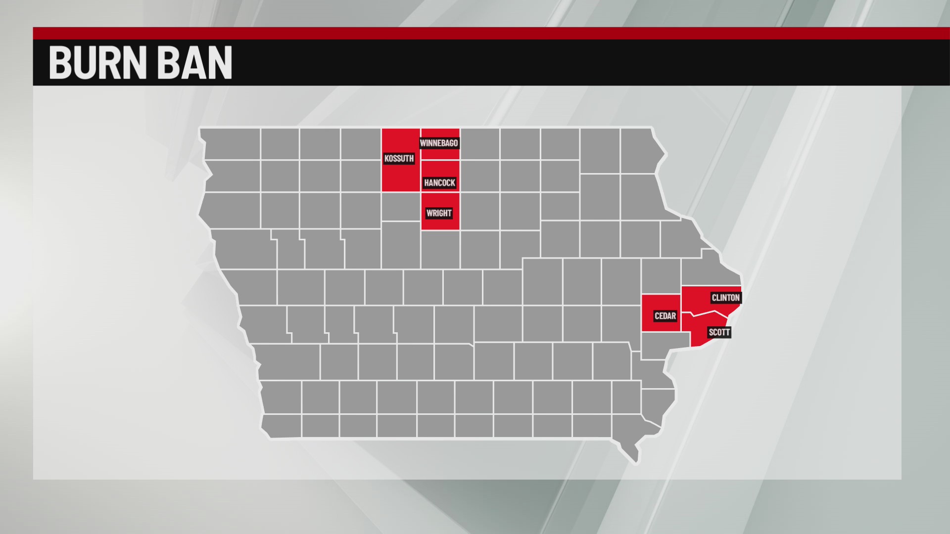 Several Iowa counties under burn bans ahead of windy, dry weekend