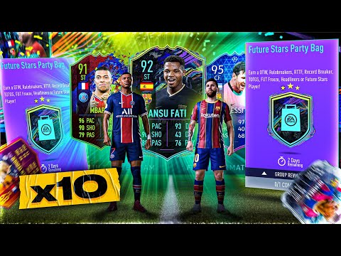 What do you get from 10 guaranteed future star party bag packs?