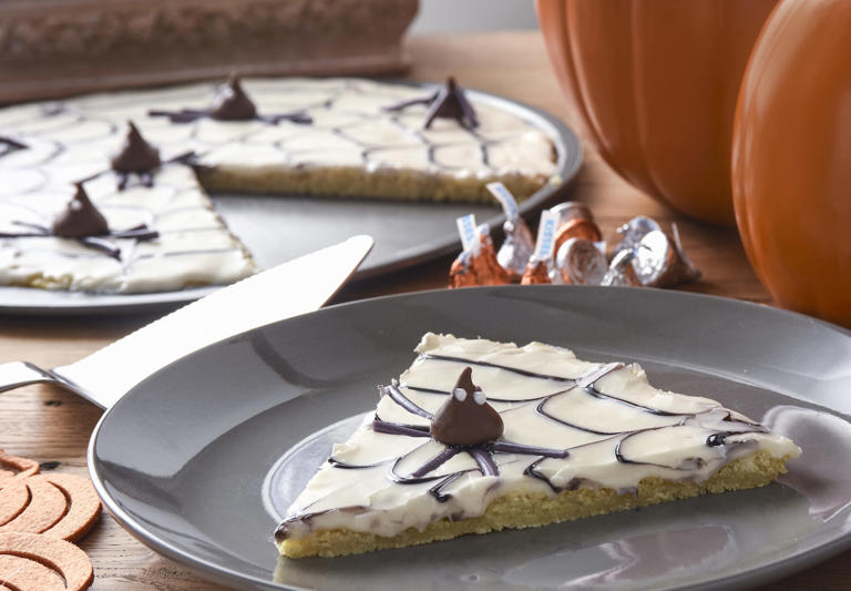 Halloween Cookie Pizza with Spooky Spiderwebs