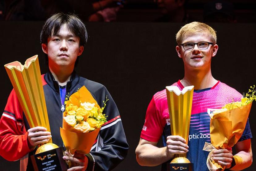 Félix Lebrun, après sa défaite en finale du Grand Smash de Pékin face à ...