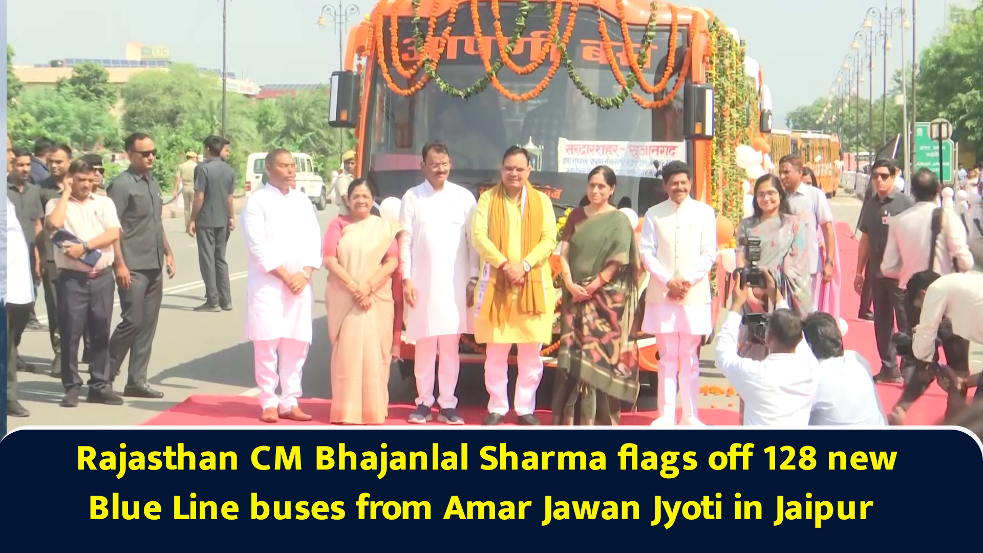 Rajasthan CM Bhajanlal Sharma flags off 128 new Blue Line buses from ...