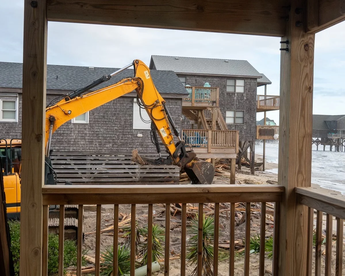 Photos: Massive debris piles along Outer Banks after 9 homes crumble ...