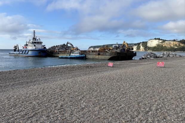Giant rock barge returns to Falmouth after discharging 6,513 tonnes of ...