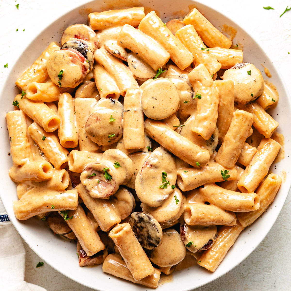 Smoked sausage Cajun Alfredo