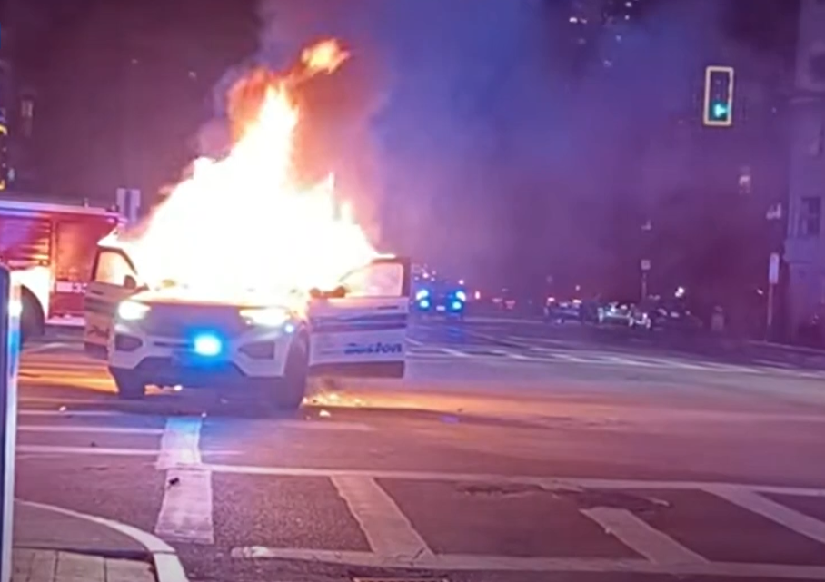 Boston police cruiser burns during South End incident; 2 arrested