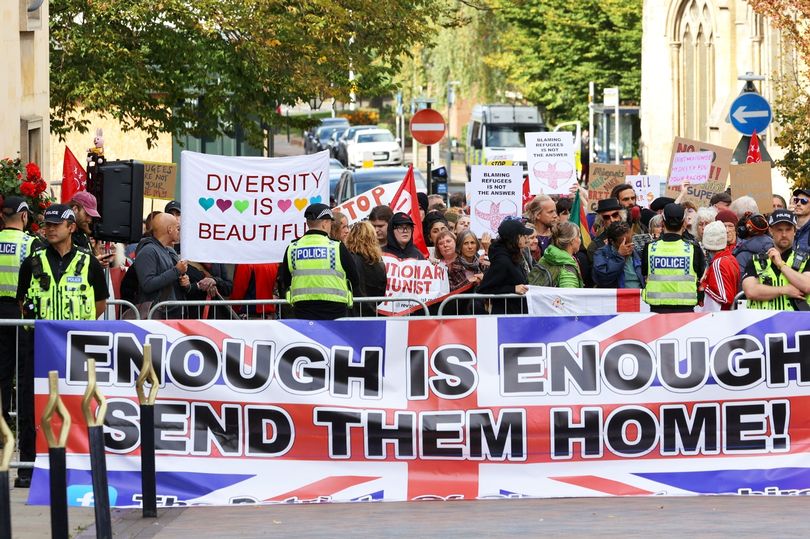 Migrant protesters face counter demonstrators in Gloucester
